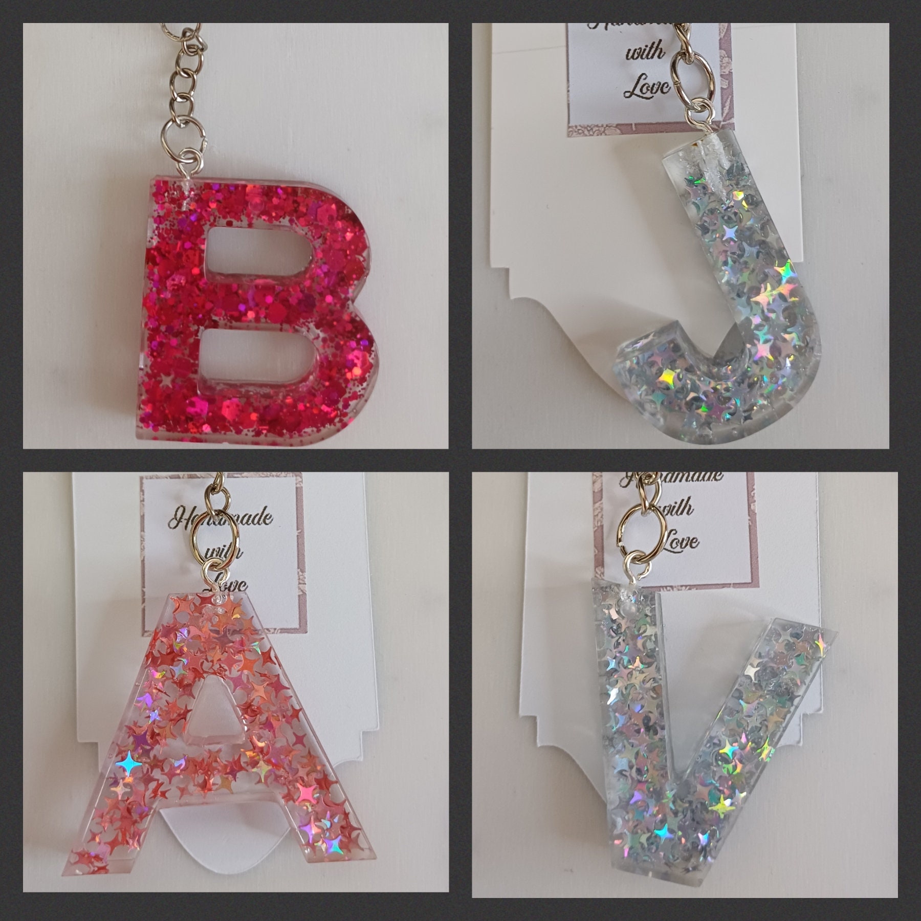 Handmade Resin Letter Keyring - Etsy