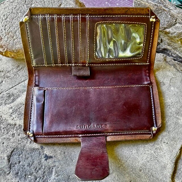 SUNDANCE Dark Brown Leather Checkbook Credit Card Wallet - Etsy