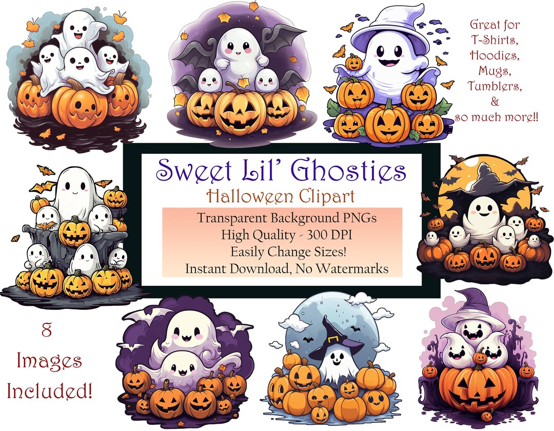 Sweet Lil' Ghosties Halloween Clip Art, Digital Download, Sublimation ...
