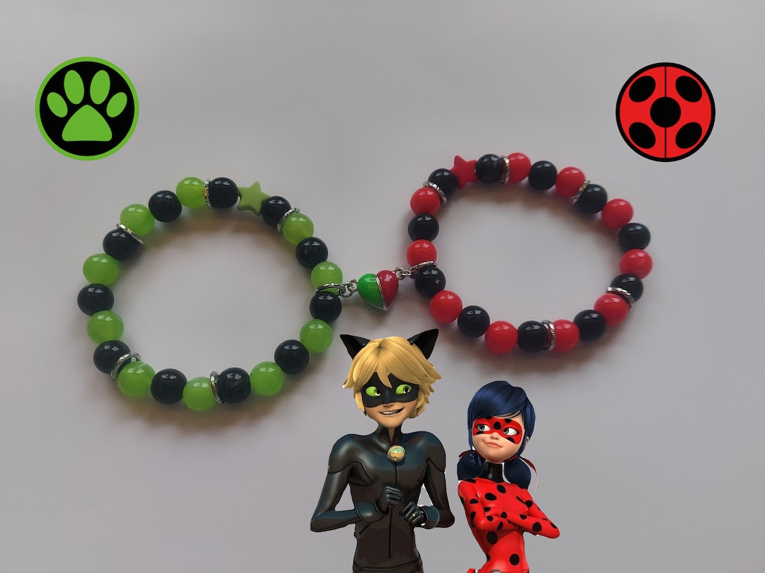 Set of 2 Miraculous Ladybug Cat Noir Bracelets Bracelet Cosplay ...