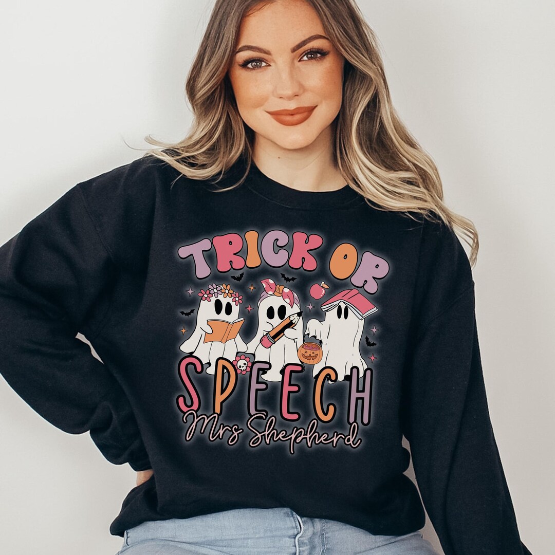 SLP Halloween Sweatshirt, Speech Therapy Sweatshirt, Trick or Speech ...