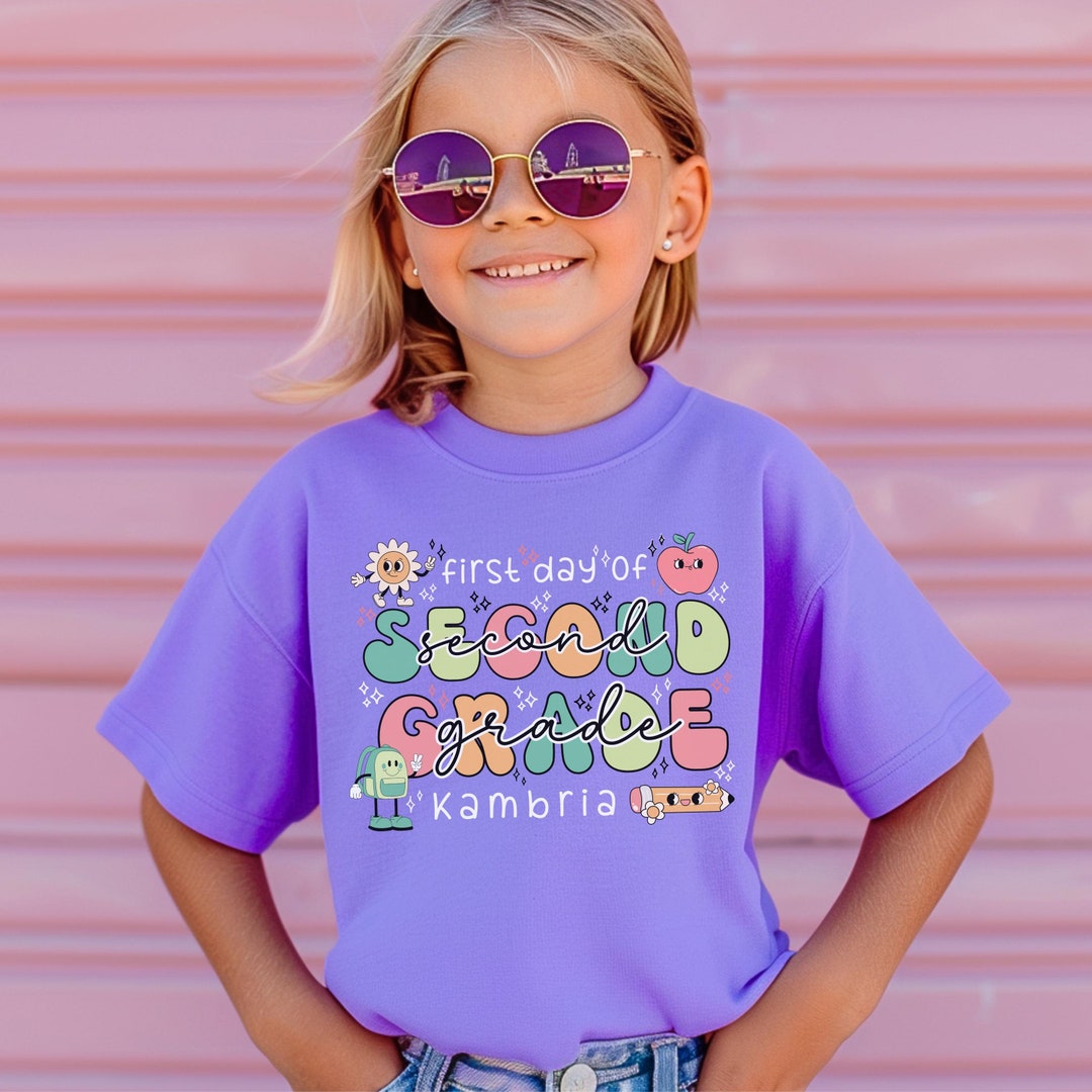 Second Grade School Shirt, Custom Back to School Shirt, Girls Groovy ...