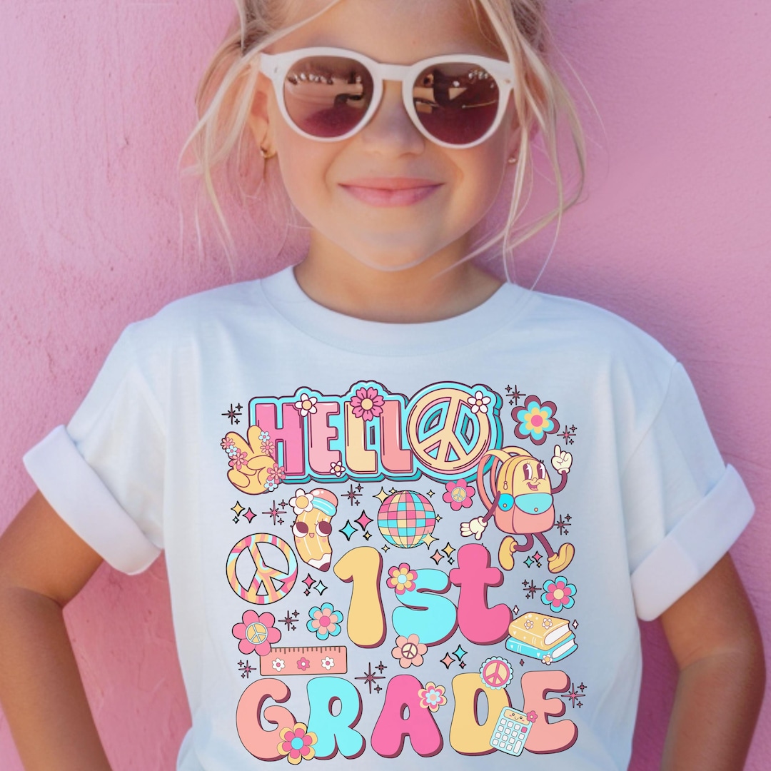 First Day of 1st Grade Shirt, Girls Back to School Shirt, Hello First ...