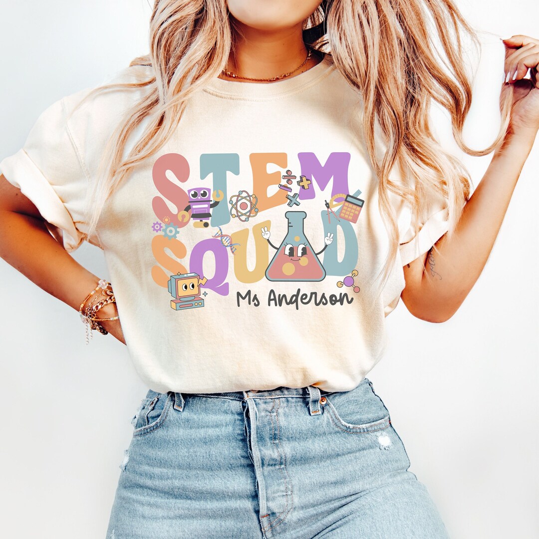 Personalized STEM Teacher Shirt, Custom Name STEM Teacher Tee, Retro ...