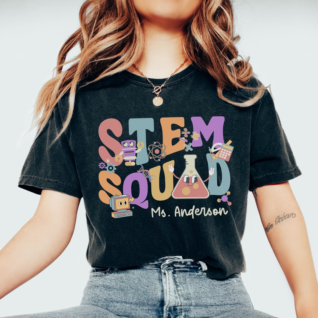 Personalized STEM Teacher Shirt, Custom Name STEM Teacher Tee, Retro ...