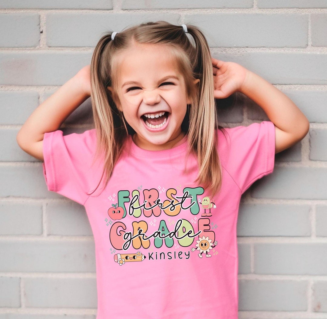 First Day of First Grade Shirt, Kids Back to School Shirt, Retro 1st ...