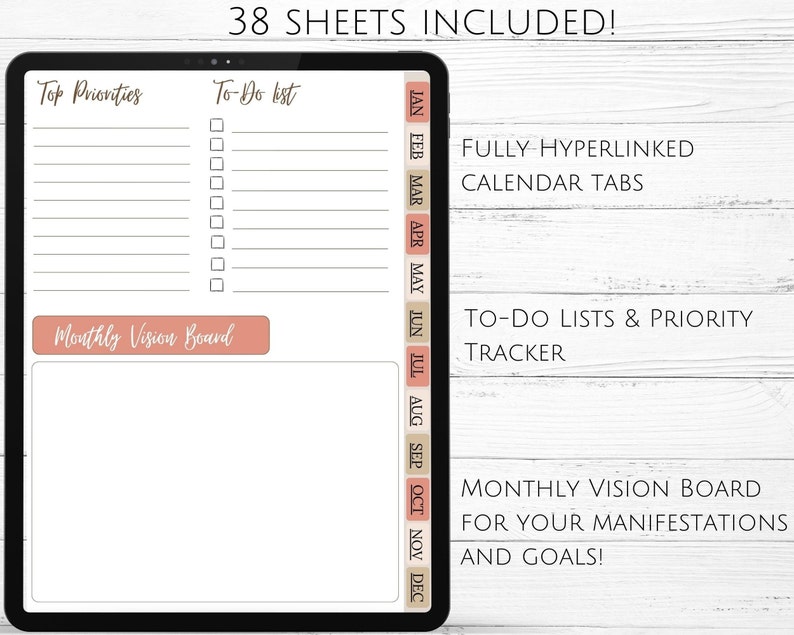 Digital Monthly Undated Planner for Ipad, Goodnotes Compatible, Self ...