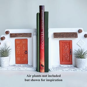Handmade Cement Miniature Door Bookends : Air Plant Holder & Book Lover ...