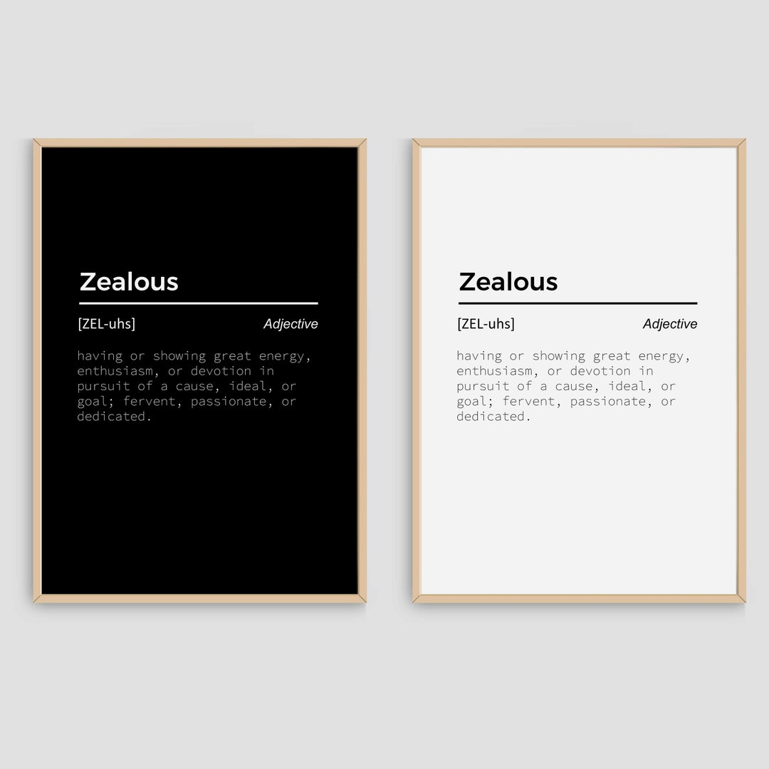 Zealous Definition Office Wall Art Prints Inspirational Definition Poster Prints - Etsy