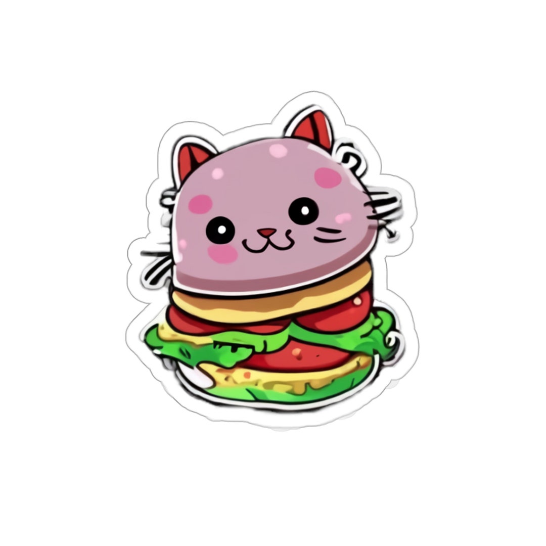 Cute Catburger Sticker, Cat Burger , Catburger, Cute Cat Burger, Cute ...