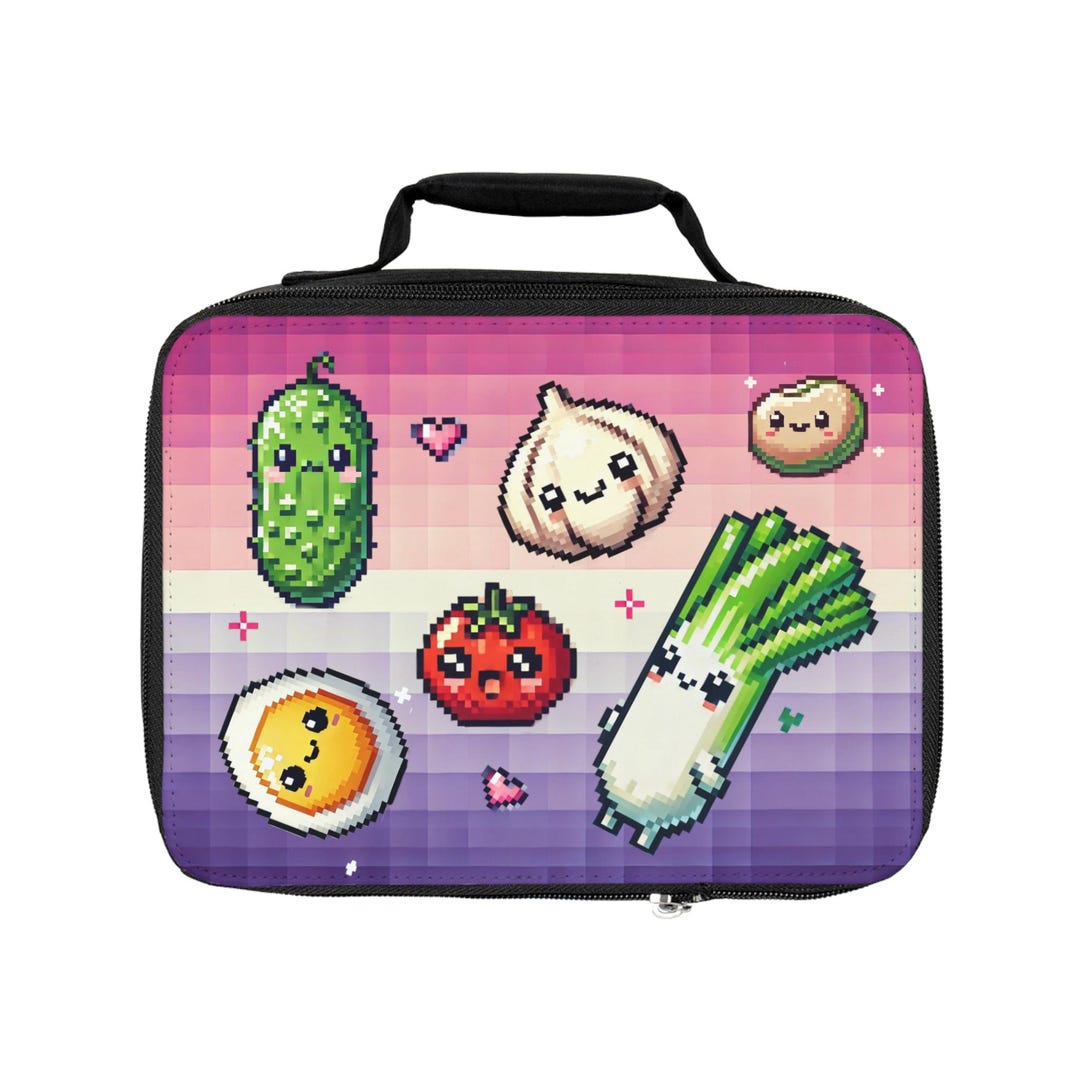 Cute Pixel Art Lunch Bag, Kids Lunchbox, School Lunchbox, Vegetarian ...