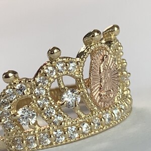 14k 2 Tone Gold rose Gold Crown Ring With Cubic Zirconia Solid Gold ...