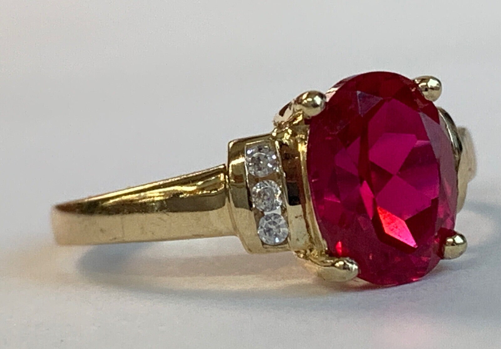Vintage Style 14k Yellow Fine Gold Round Ruby & Cubic Zirconia - Etsy