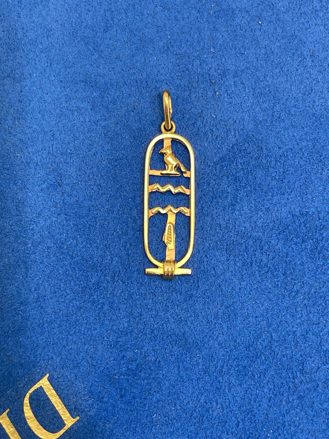 Gold Ancient Egyptian Cartouche Hieroglyphics Amulet Pendant Necklace ...