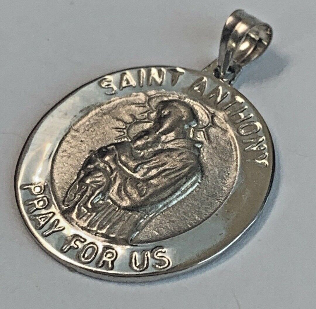 14k Fine Gold Saint Anthony Pray for US Religious Pendant for Chain ...