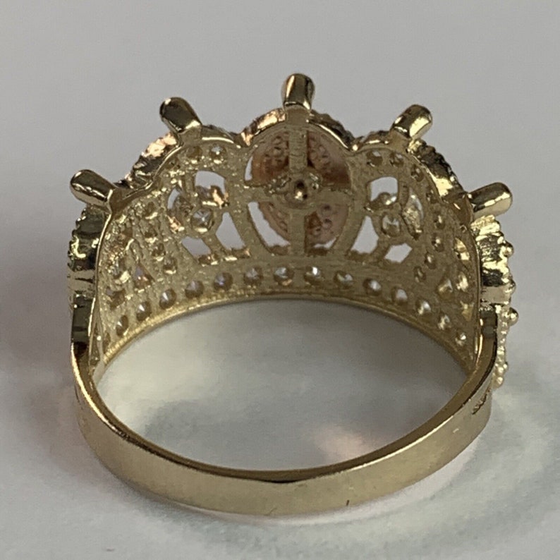 14k 2 Tone Gold rose Gold Crown Ring With Cubic Zirconia Solid Gold ...