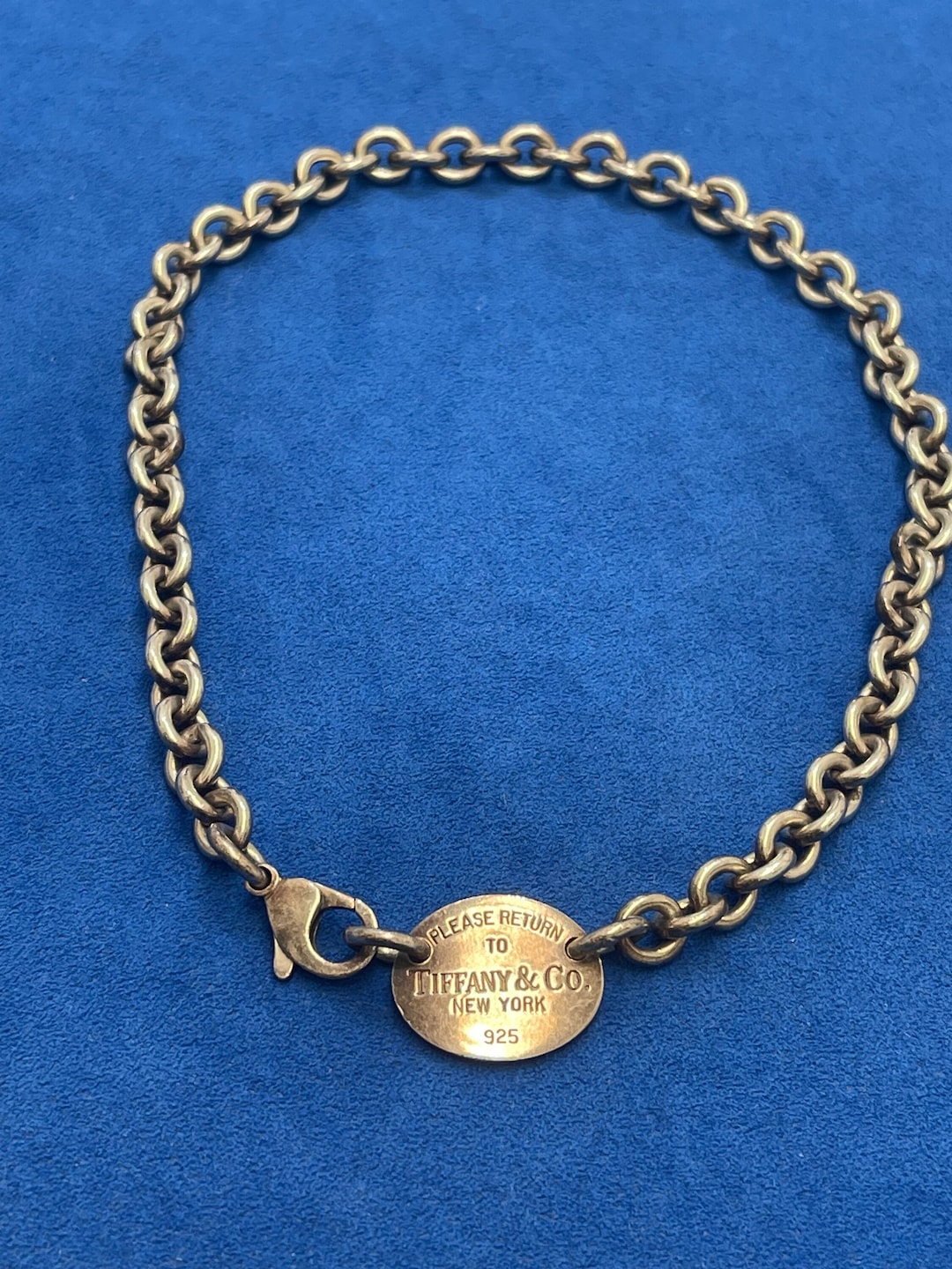 Tiffany & Co. Return to Tiffany Oval Tag Choker Necklace 925 Sterling ...