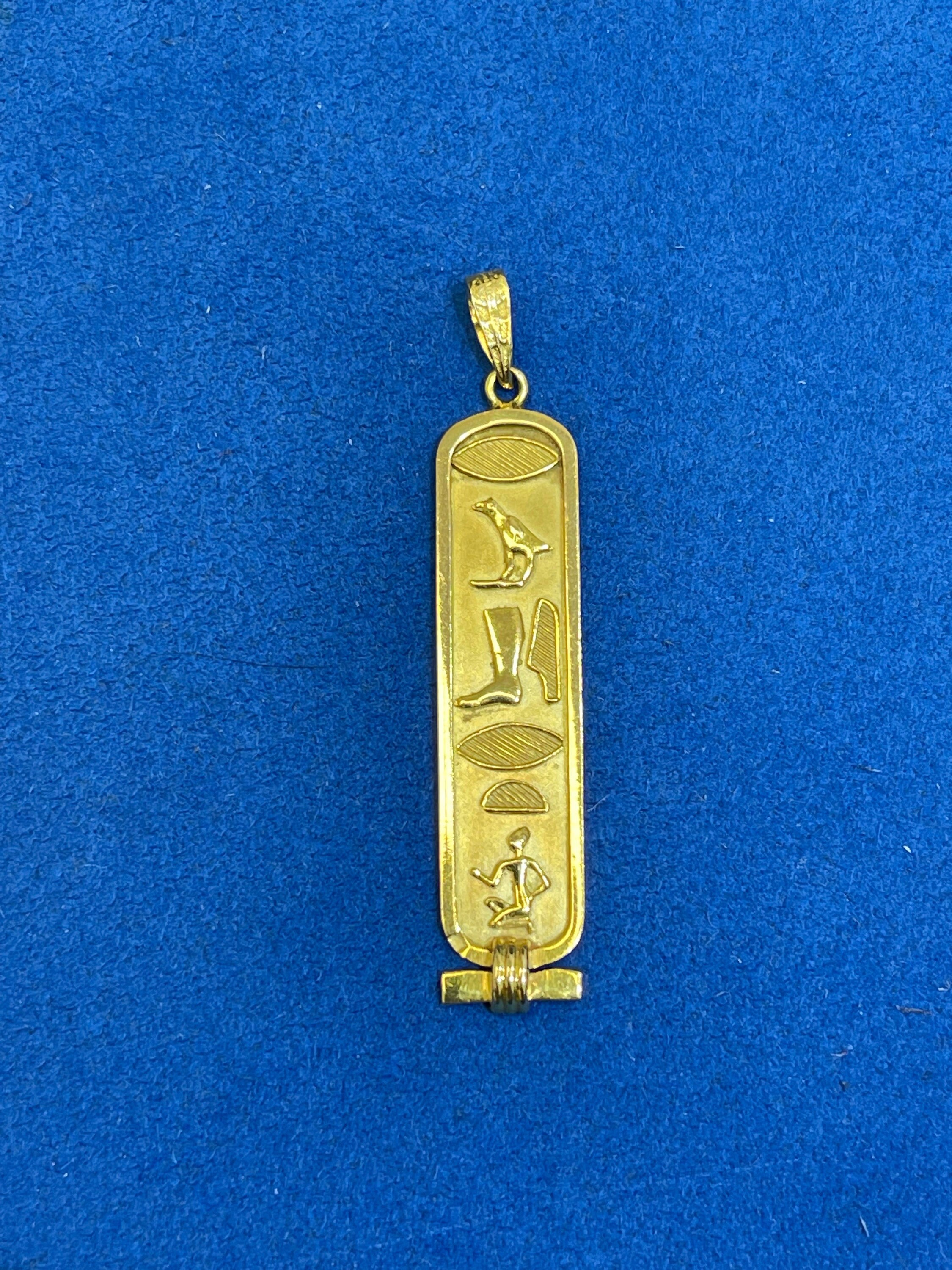 Gold Ancient Egyptian Cartouche Hieroglyphics Amulet Pendant Necklace ...
