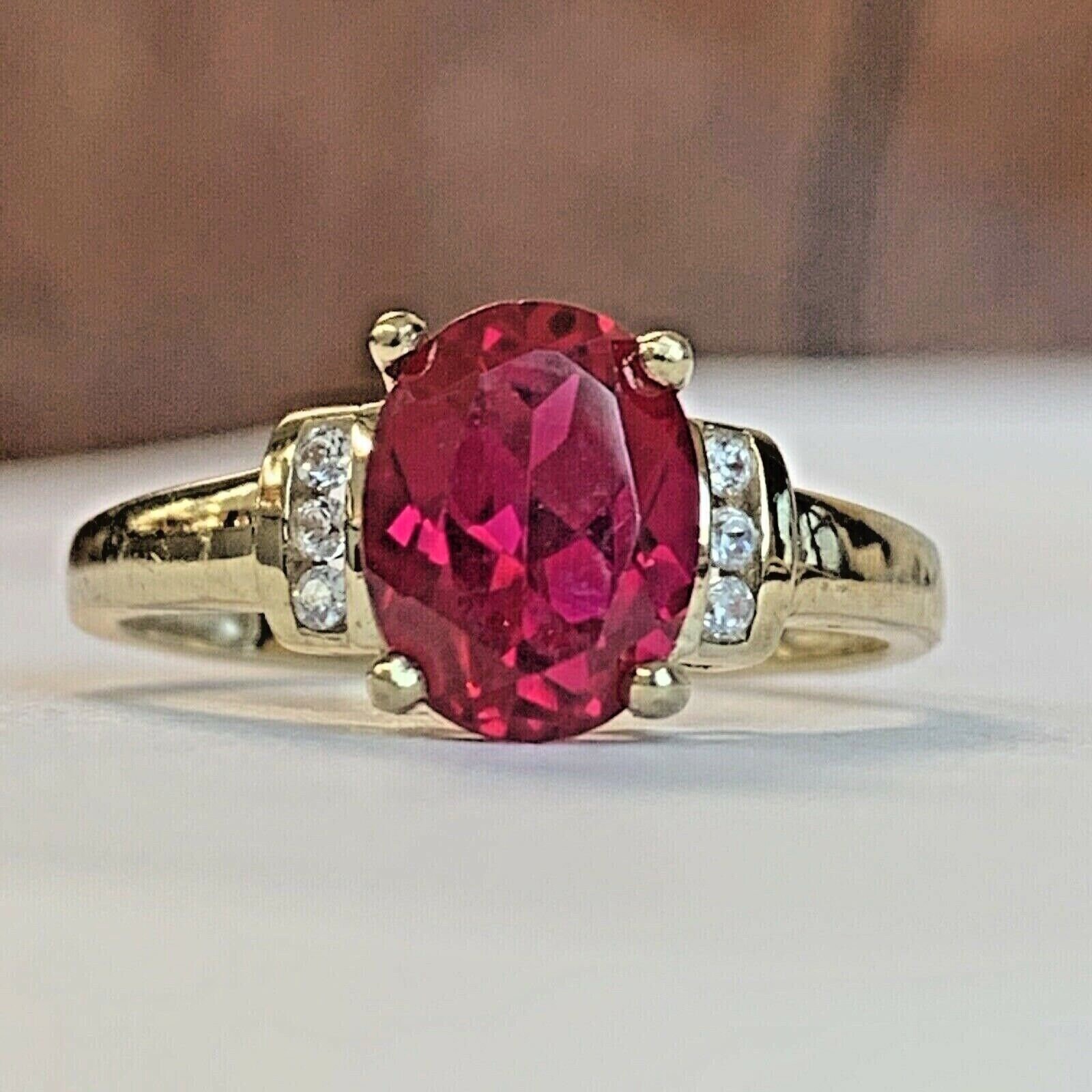 Vintage Style 14k Yellow Fine Gold Round Ruby & Cubic Zirconia - Etsy