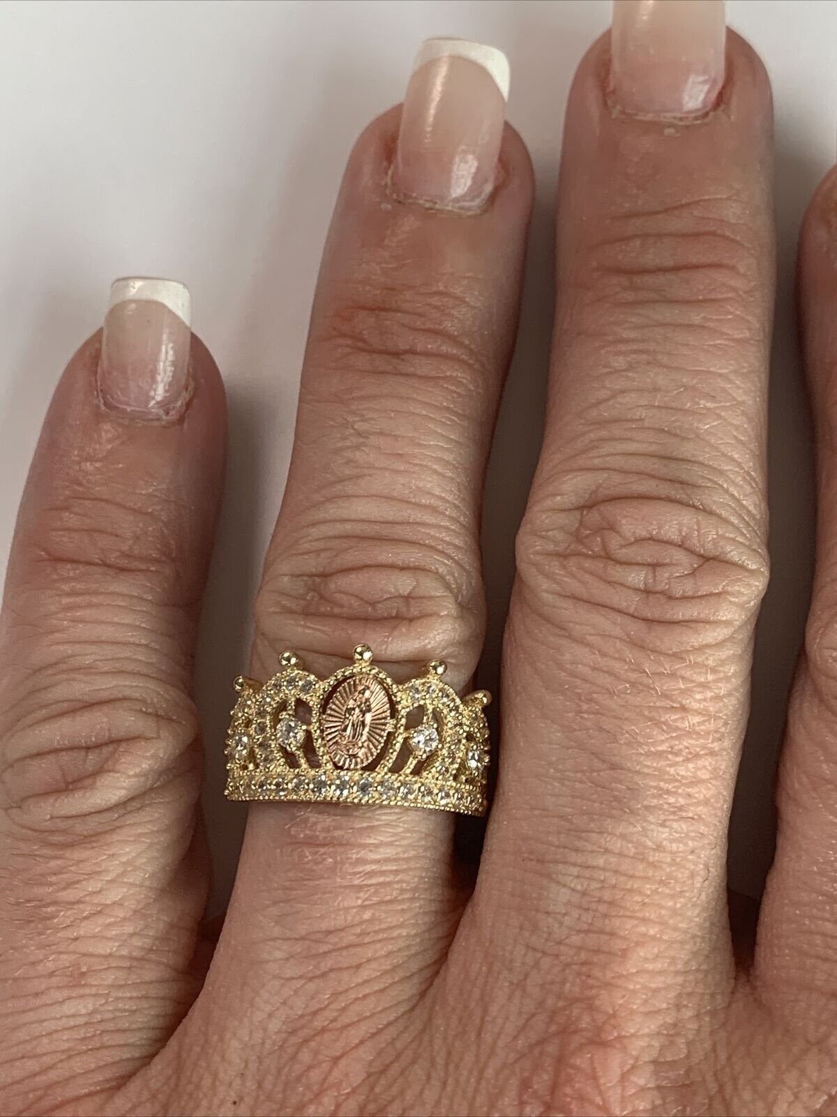 14k 2 Tone Gold rose Gold Crown Ring With Cubic Zirconia Solid Gold PRETTY - Etsy