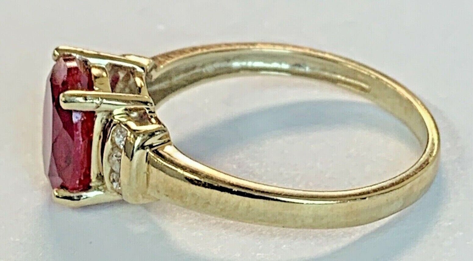 Vintage Style 14k Yellow Fine Gold Round Ruby & Cubic Zirconia - Etsy