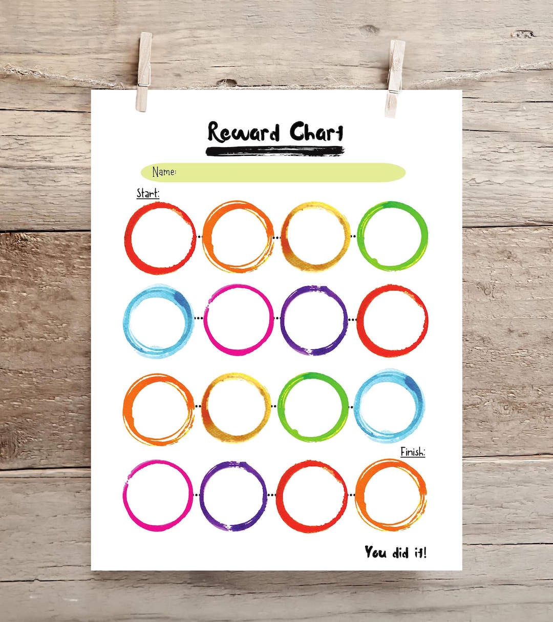 Rainbow Reward Chart: Kids Chore & Behavior Tracker (digital Download ...