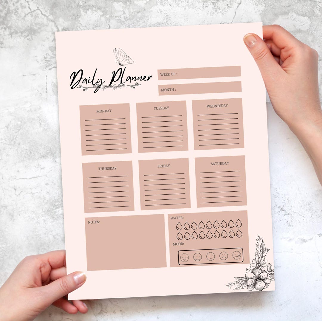 Minimalist Daily Planner Printable Aesthetic Digital Planner Beige ...