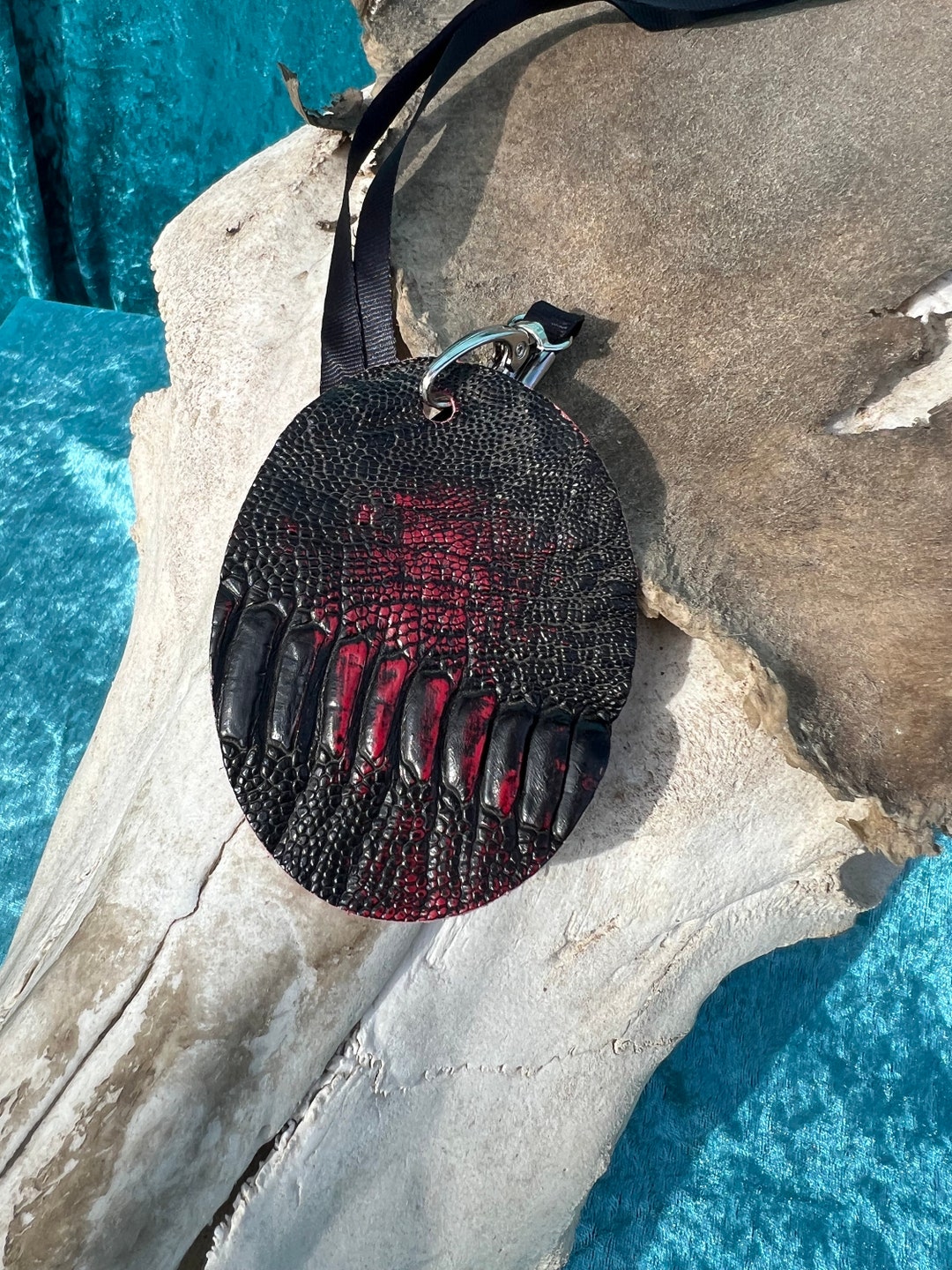 Black Cherry Ostrich Leg Rodeo Badge Holder With Black Lanyard. - Etsy