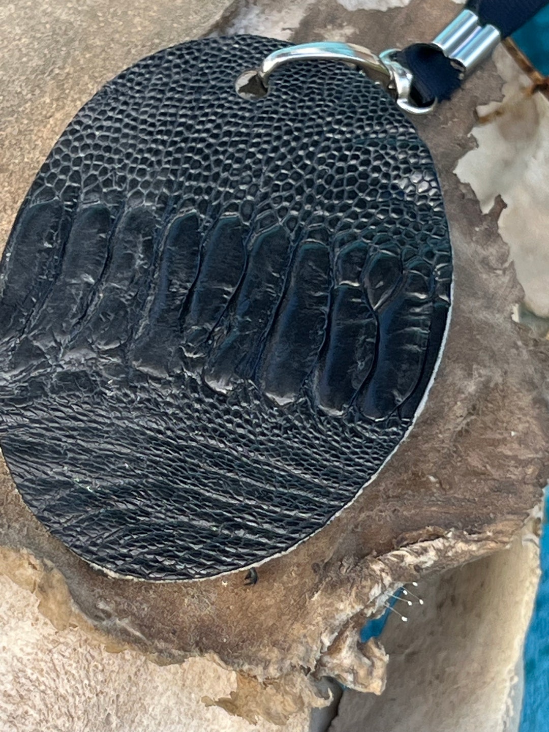 Black Ostrich Leg Rodeo Badge Holder With Black Lanyard. - Etsy