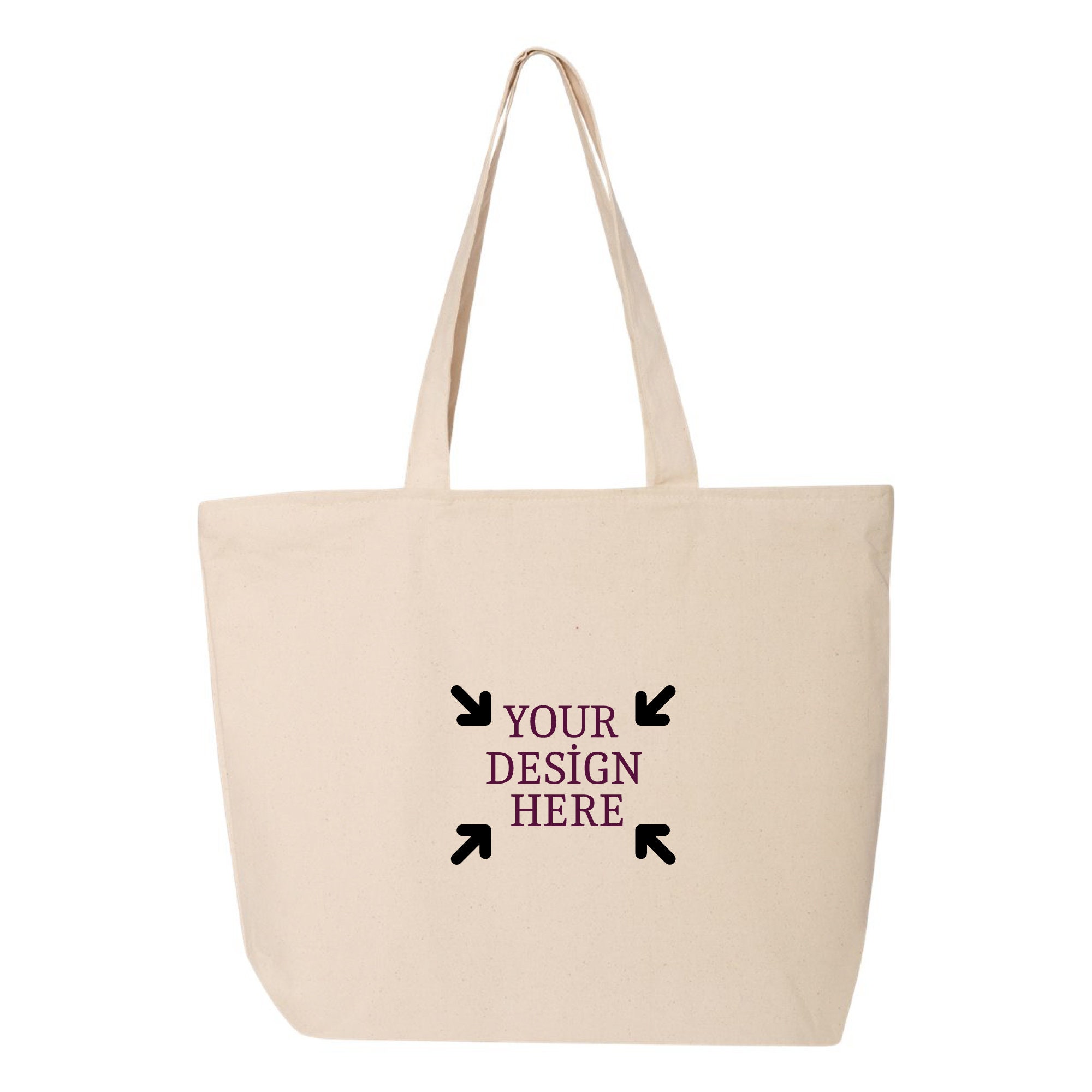 Zippered Tote Bag, Custom Text Zippered Tote Bag, No Zipper Tote Bag ...