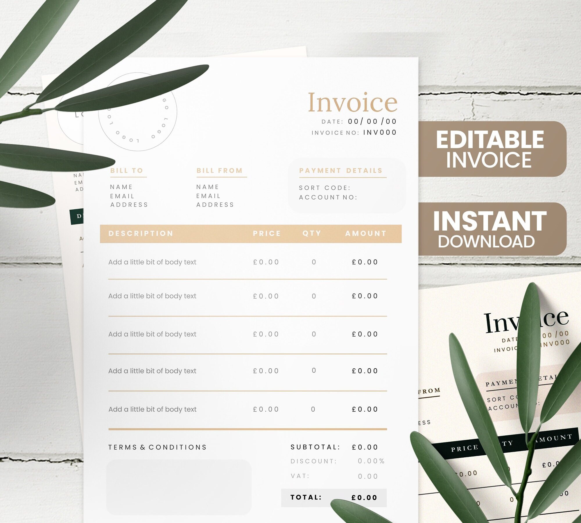 NEW Editable Invoice Template - Professional and Customisable ...