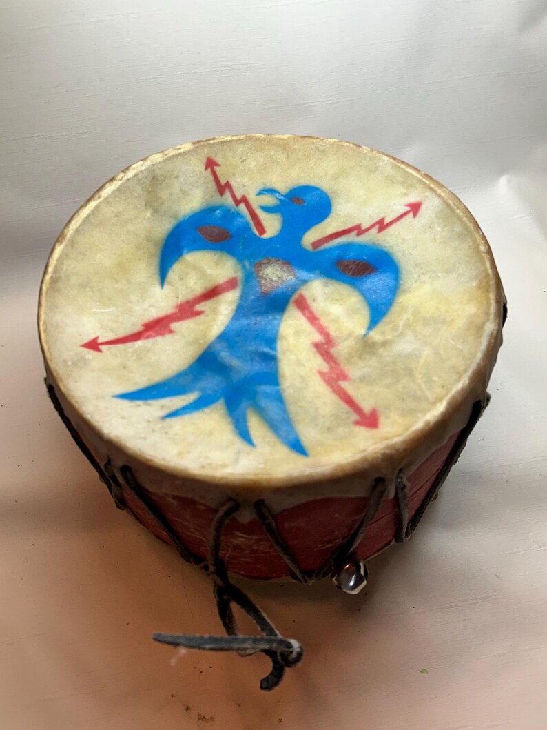 Vintage Hand-painted Native American Rawhide 2-sided Drum 8.5” Diameter - Etsy