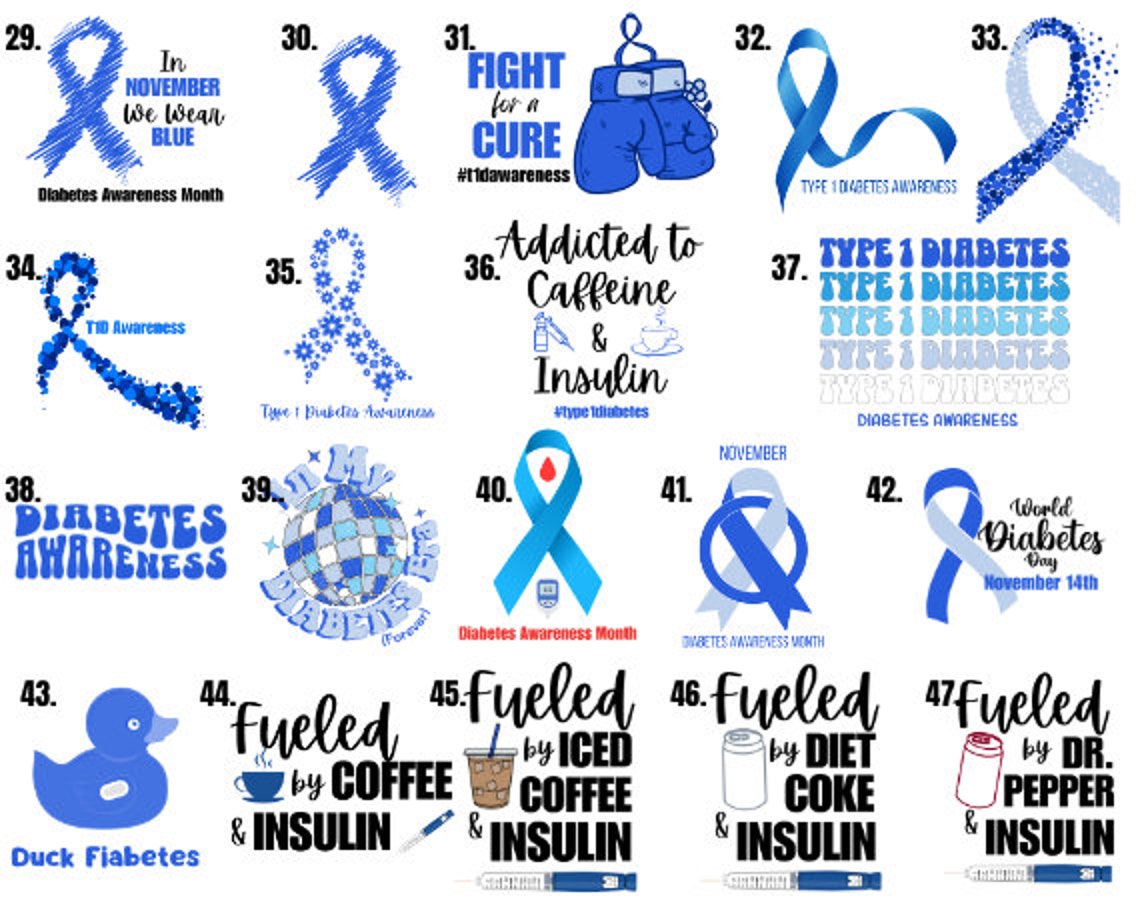 Diabetes Awareness SVG Bundle, Type 1 Diabetes Designs, Diabetes Month ...