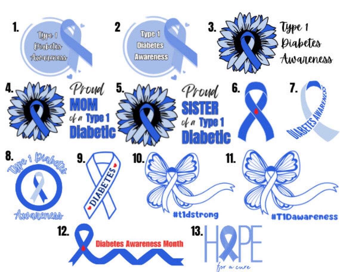 Diabetes Awareness SVG Bundle, Type 1 Diabetes Designs, Diabetes Month ...
