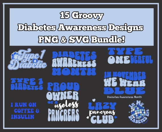 Diabetes Awareness SVG Bundle, Type 1 Diabetes Ribbon PNG, Diabetes ...