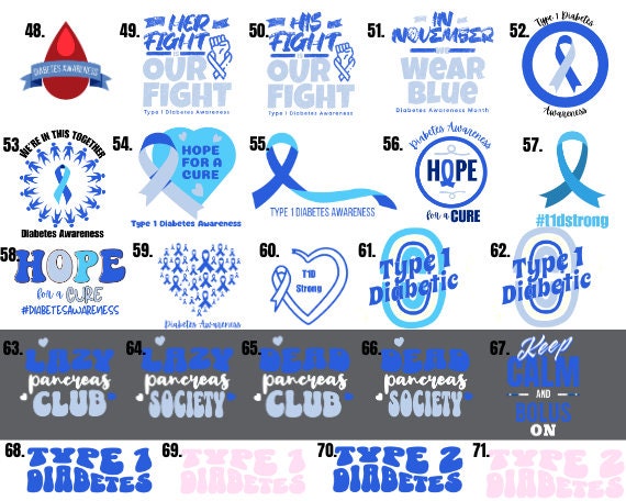 Diabetes Awareness SVG Bundle, Type 1 Diabetes Designs, Diabetes Month ...