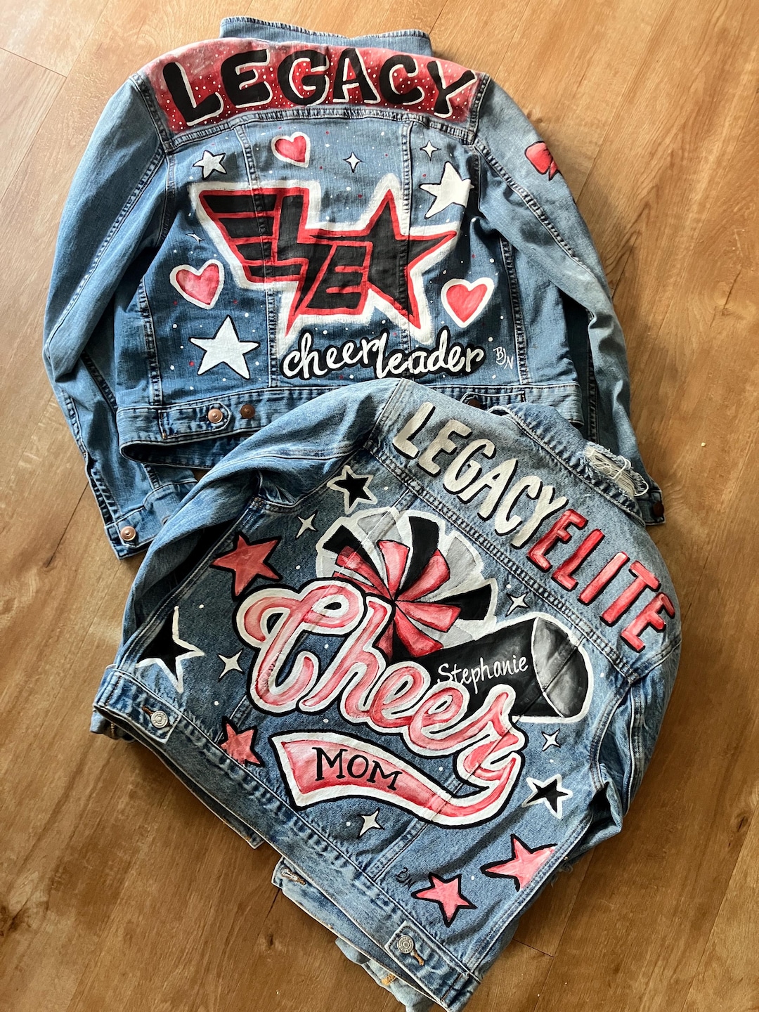 Cheer Mom Jacket • Painted Team Design • Made to Order • Thrifted ...