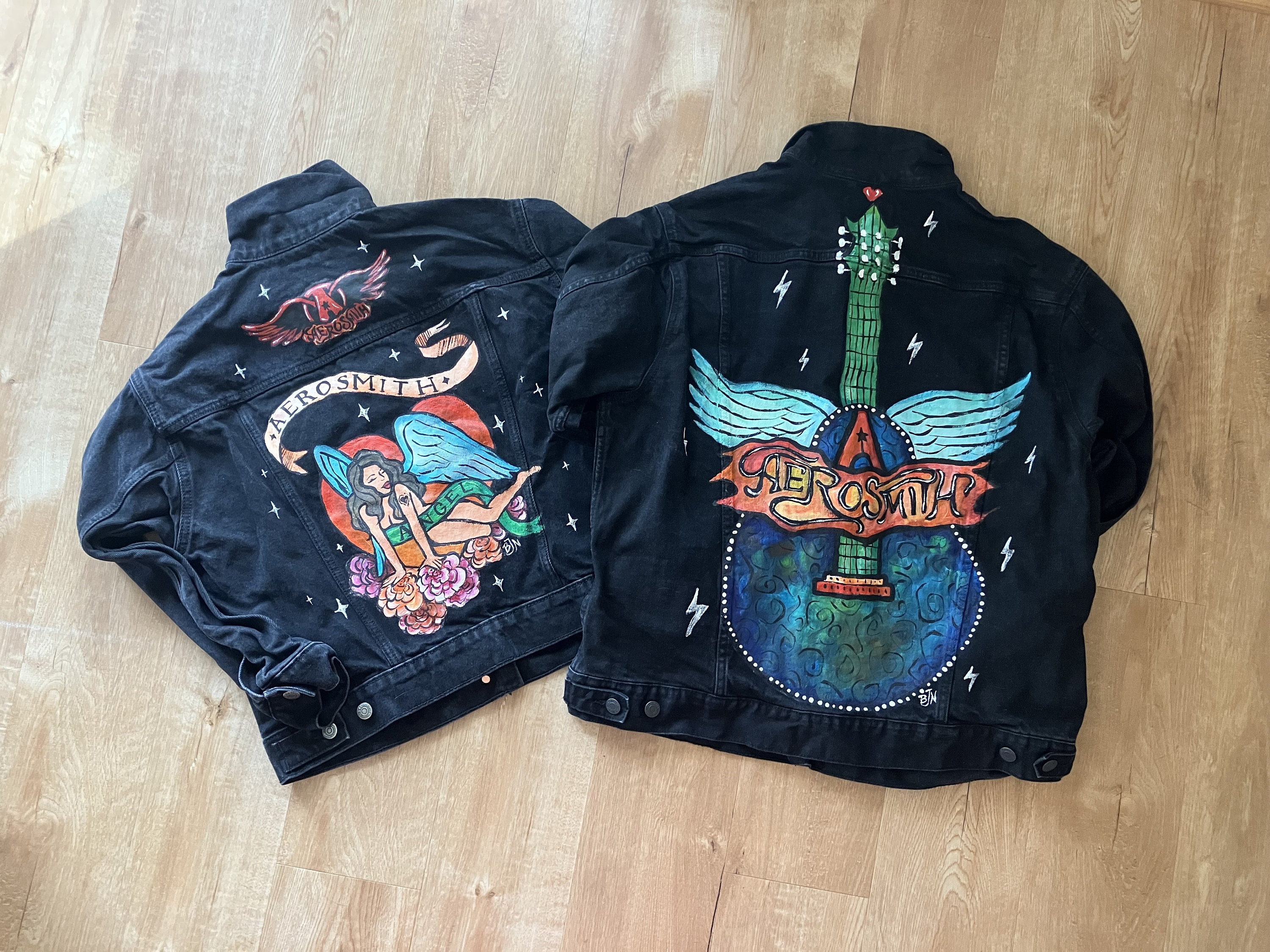 Custom Hand Painted Denim Jacket Rock and Roll Music Group Concert ...