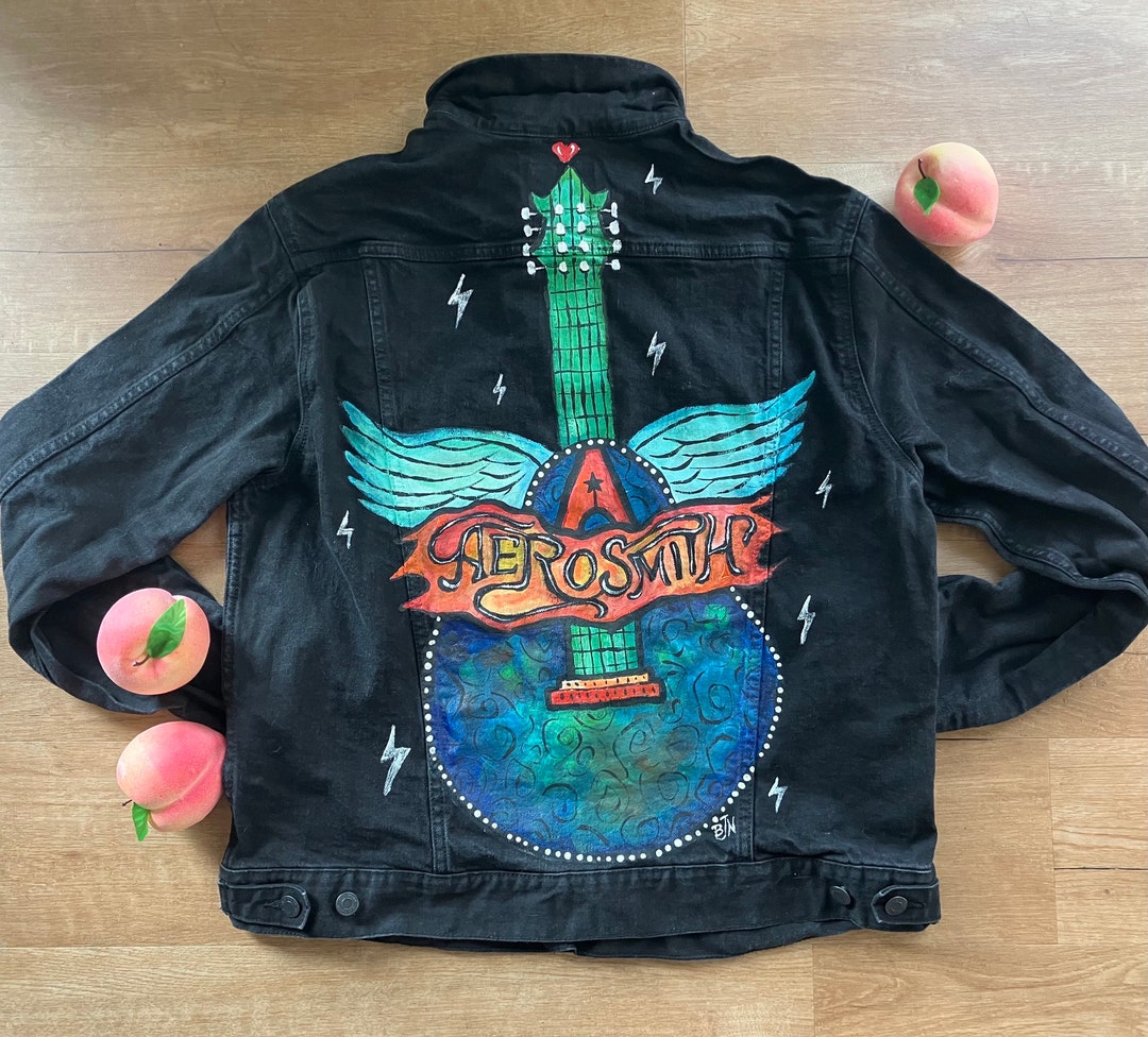 Custom Hand Painted Denim Jacket Rock and Roll Music Group Concert ...