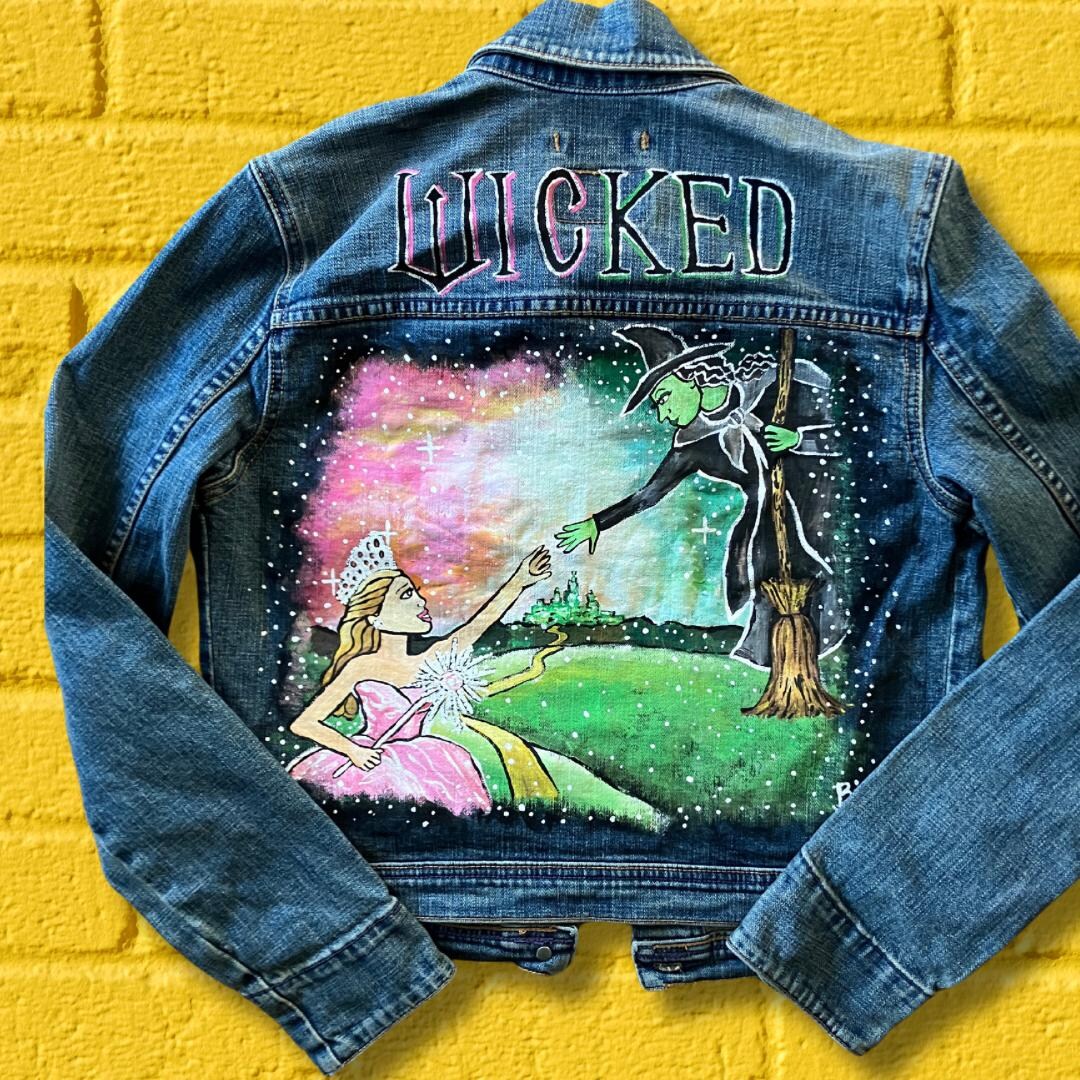 Wicked Painted Jacket • Glinda and Elphaba • Painted Jacket • Musical ...
