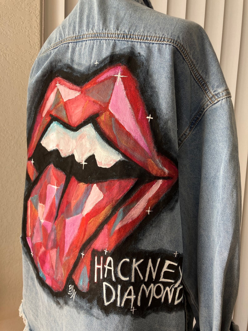 Custom Rolling Stones Concert Jacket Painted Rock and Roll Denim Jacket ...