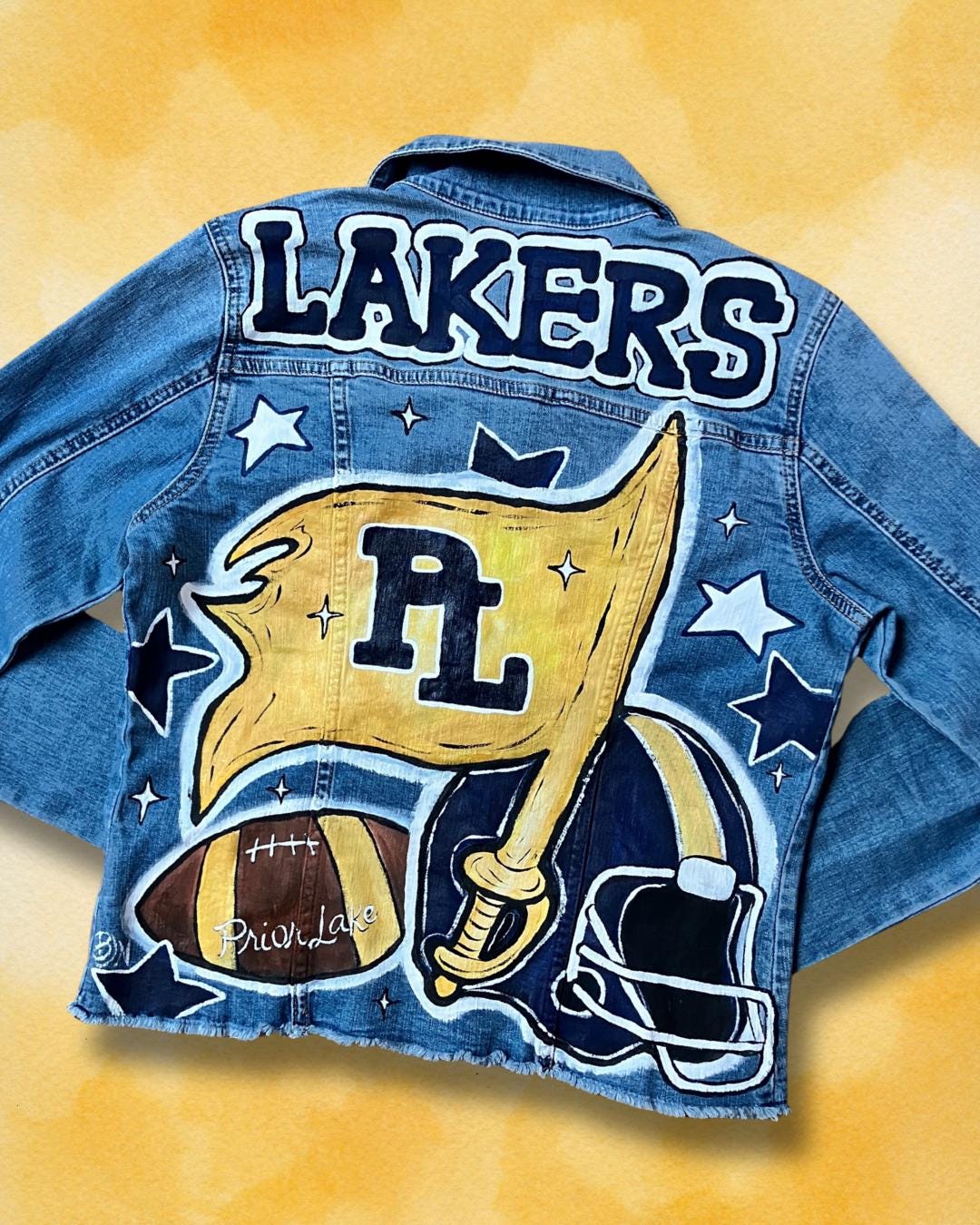 Custom Painted Denim Jacket: Sport Mom, Football, Team Colors (send ...