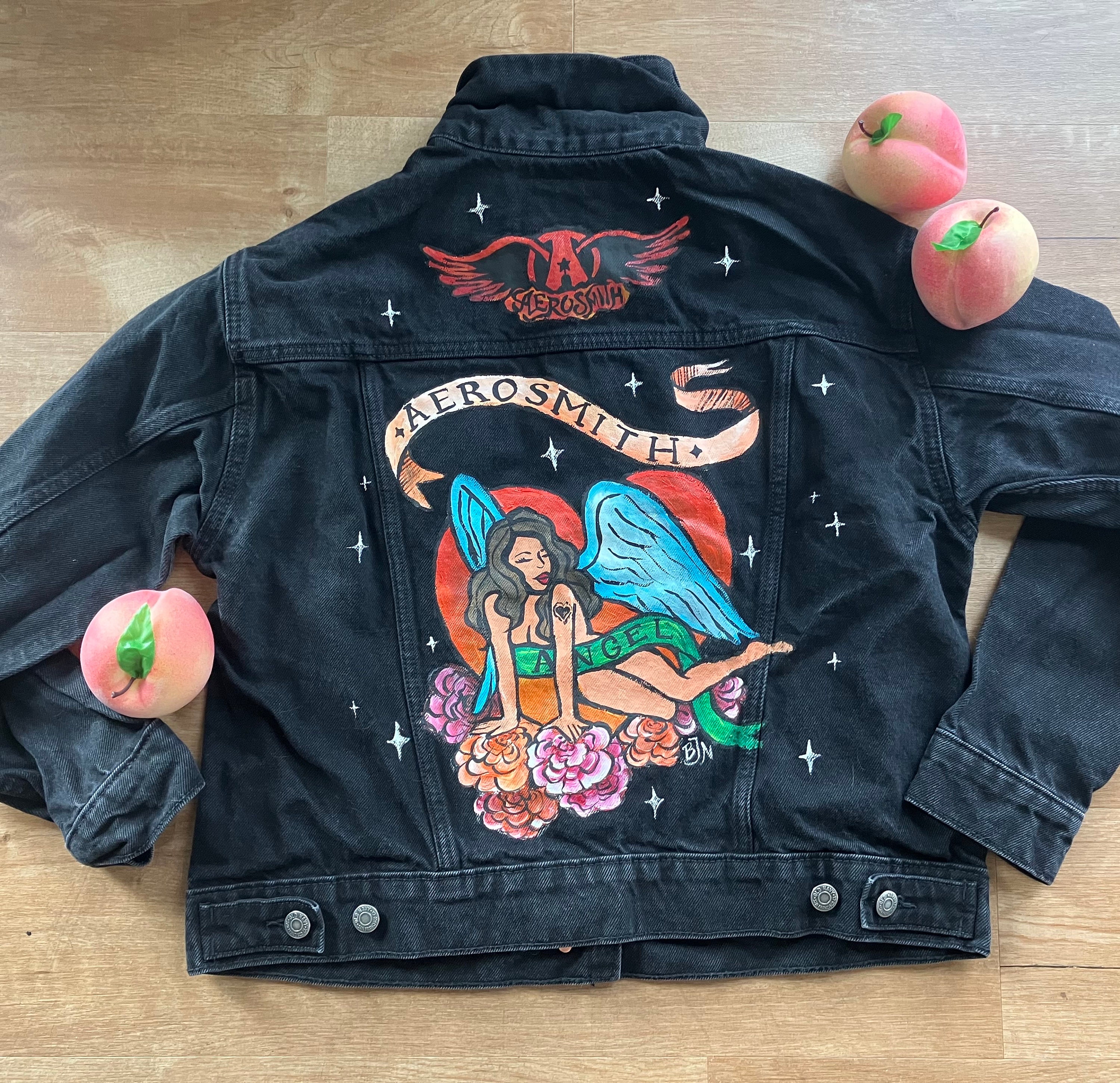 Custom Hand Painted Denim Jacket Rock and Roll Music Group Concert ...