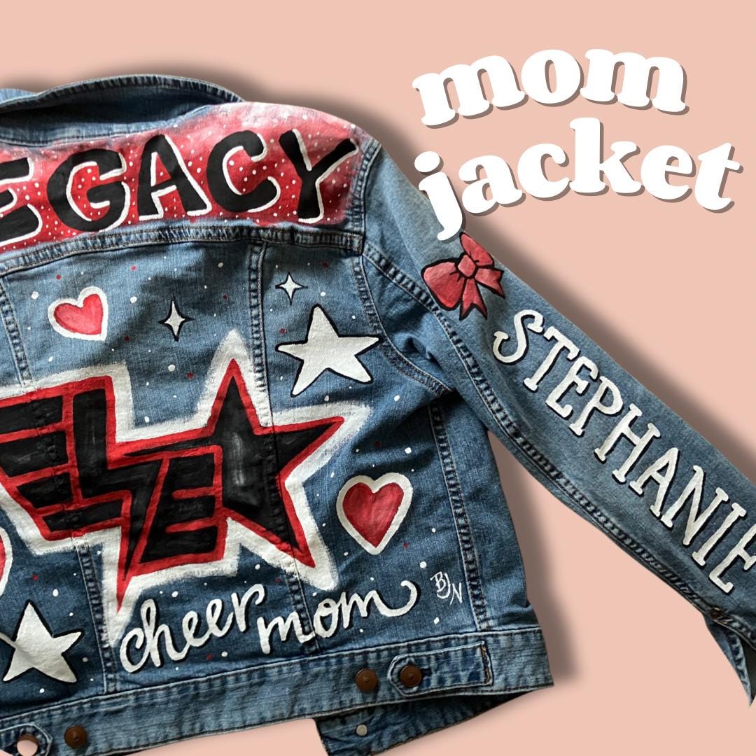 Cheer Mom Jacket • Painted Team Design • Made to Order • Thrifted ...