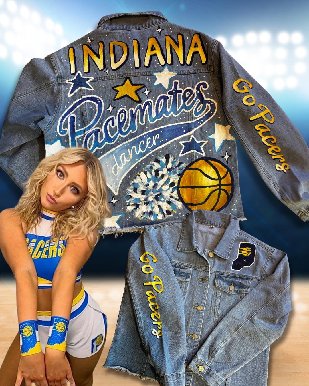 Painted Dance Team Jacket Indiana Pacers Basketball Custom Gameday ...
