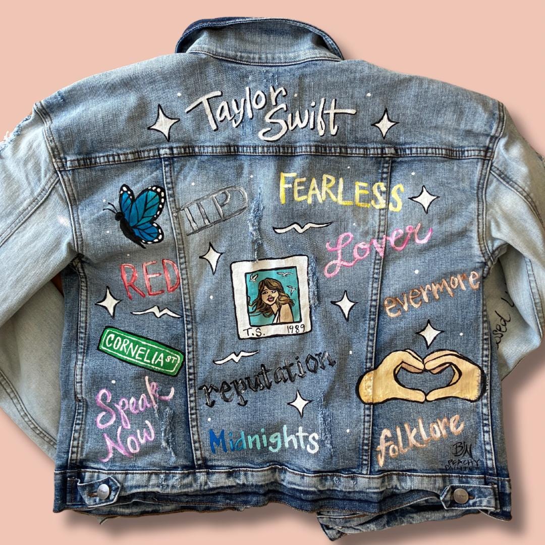 Taylor Swift Jacket Albums Design Eras Tour Painted Jacket Custom Album ...