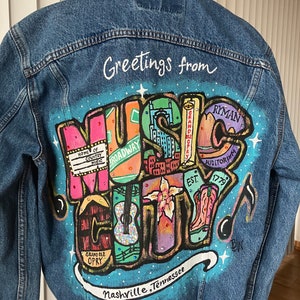 Nashville Music Jacket Painting Custom Name Art for Personalized Denim ...