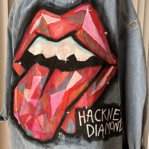 Custom Rolling Stones Concert Jacket Painted Rock and Roll Denim Jacket ...