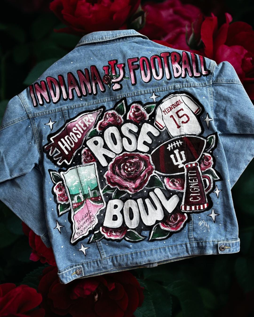 Hand-painted Indiana University Jacket Football Theme Custom Gameday ...