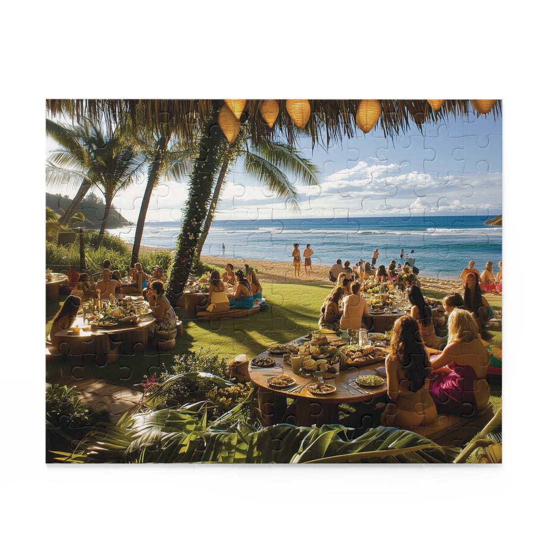 Puzzle, Hawaiian Luau Theme, Jigsaw for Adults and Kids, Tropical Beach ...